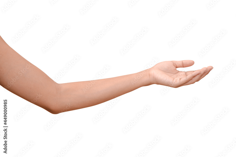 Hand open and ready to help or receive. Gesture isolated on white ...