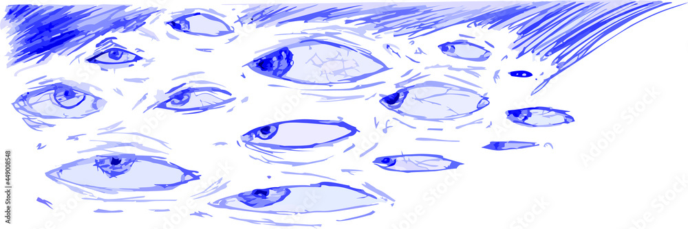 Outline hand drawn eye icons. Images of open eyes, vector shapes and ...