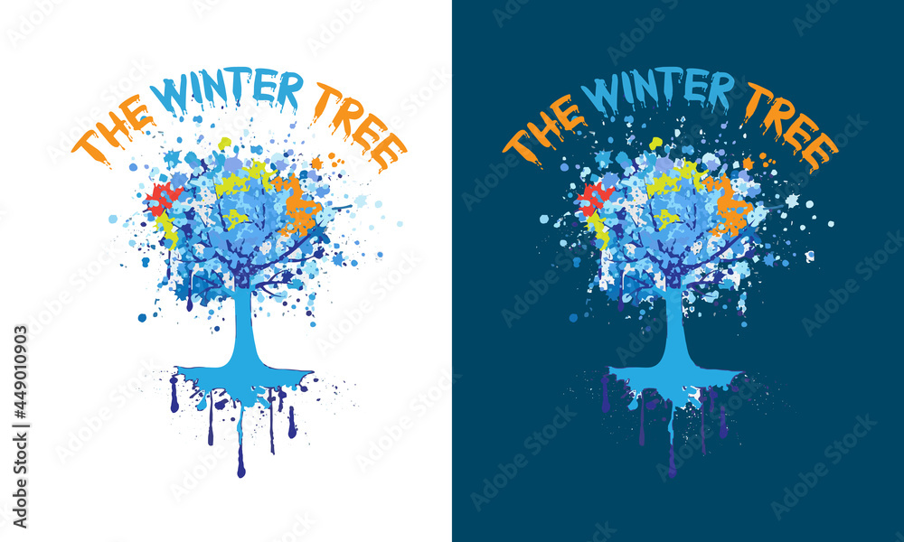 Hello, Winter hand-lettering and a typography tee shirt. Winter logos ...