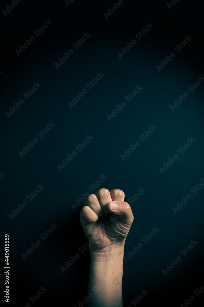 Colour image of hand demonstrating ASL sign language letter S with ...