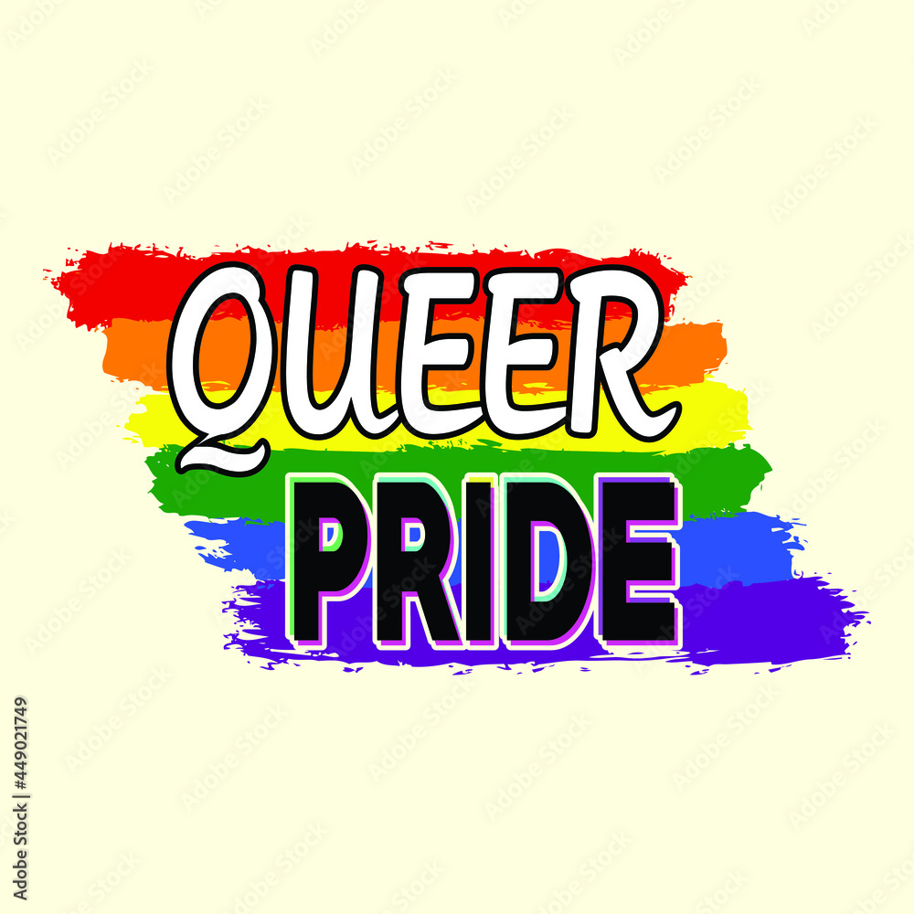 Queer pride parade vector illustration. Cartoon flat lesbian gay ...