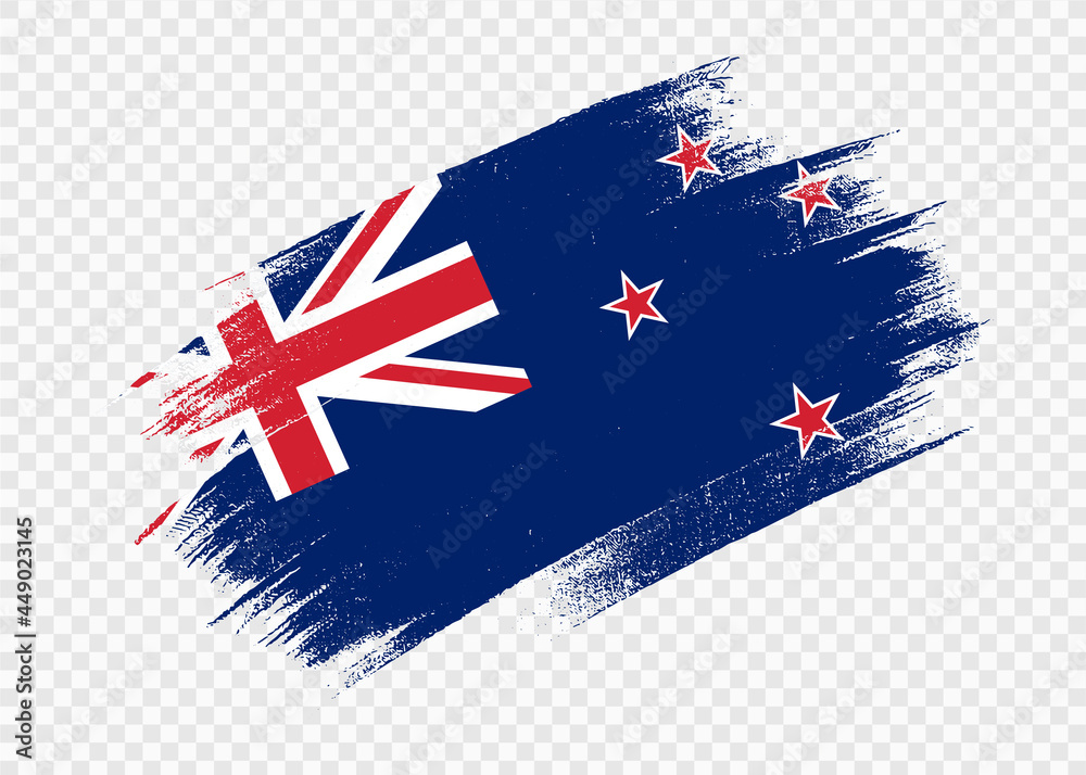 New Zealand flag with brush paint textured isolated on png or ...