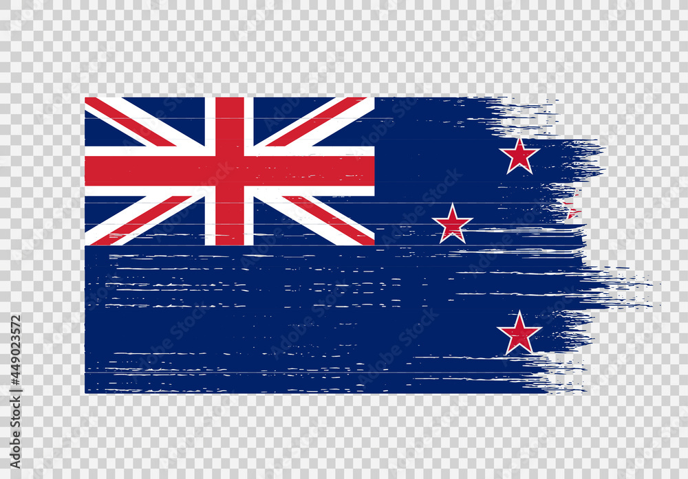New Zealand flag with brush paint textured isolated on png or ...
