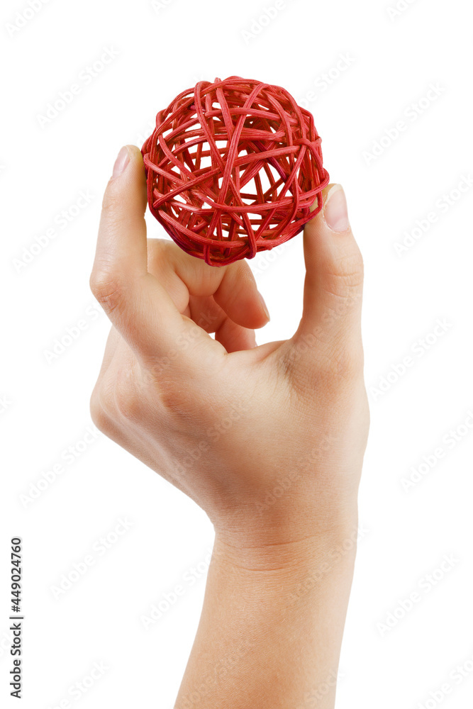 Poster Red ball in the form of a ball in the hand of a man – Wall Art ...