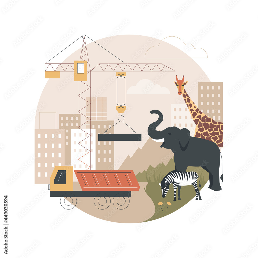 Habitat loss for wild animals abstract concept vector illustration ...