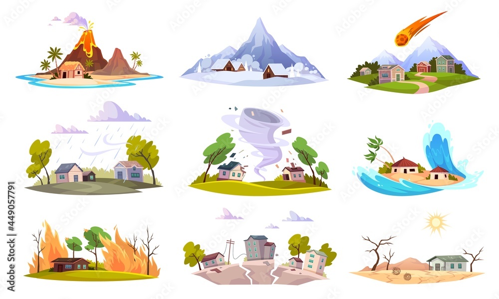 Natural disaster. Environment powers challenges and catastrophe ...