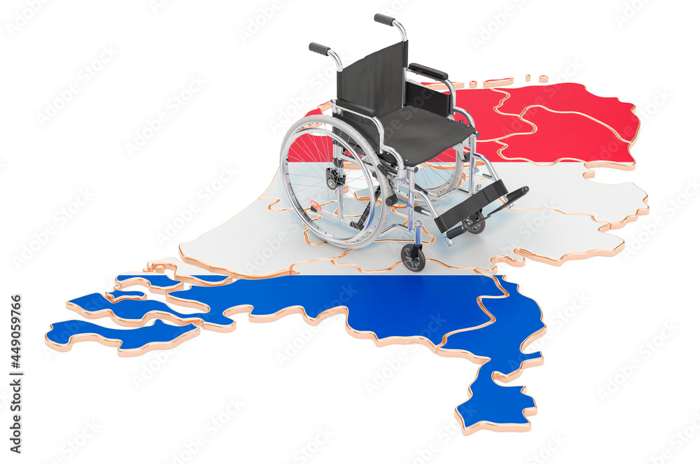 Wheelchair with The Netherlands flag. Disability in the Netherlands ...