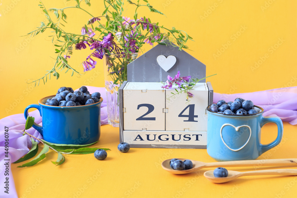 Calendar for August 24 :the name of the month of August in English ...