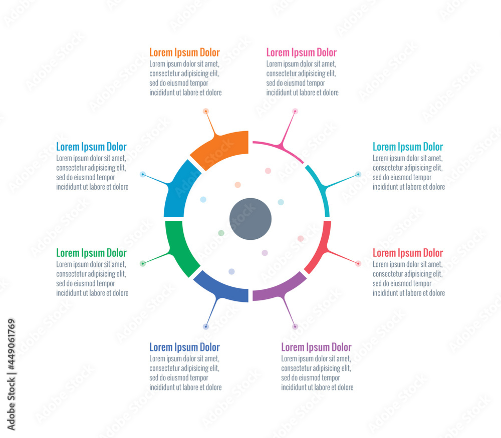 round and eight step informational template. annual report, magazine ...