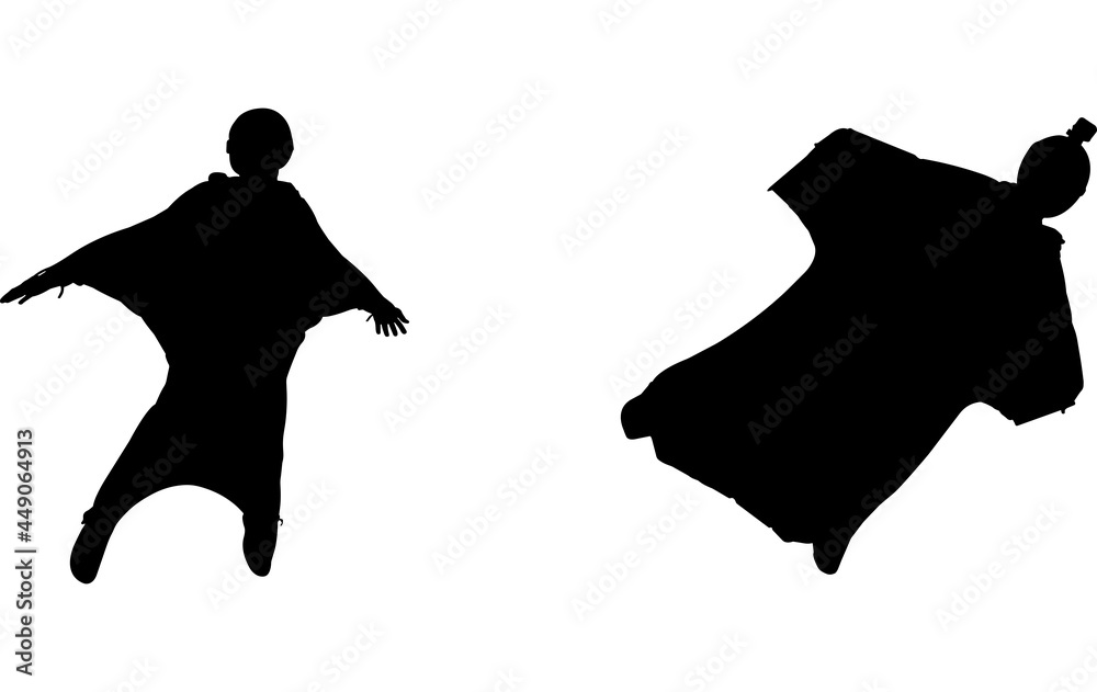 Wingsuit Flying Silhouette Vector Stock Vector | Adobe Stock