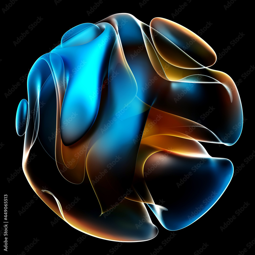 3d render of abstract art of surreal alien ball flower in spherical ...