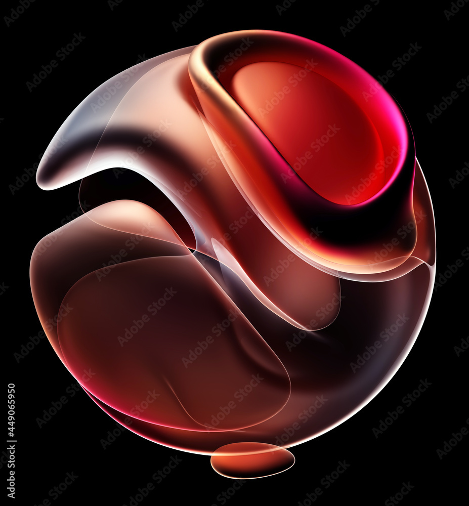 3d render of abstract art of surreal alien ball flower in spherical ...