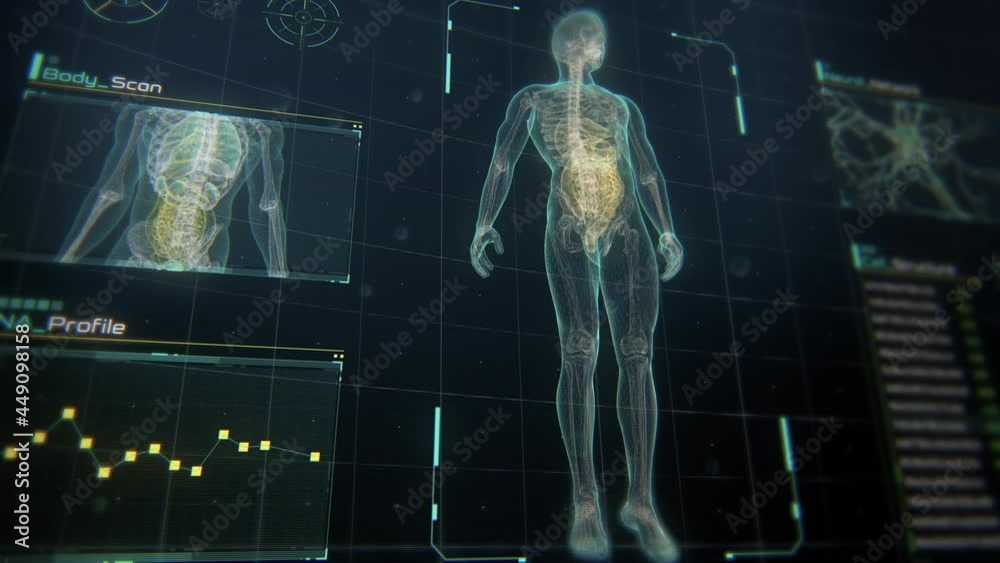 Vidéo Stock Close Up perspective view of Human Male Anatomy Scan on ...