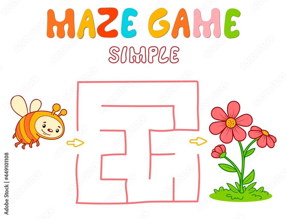 Simple Maze puzzle game for children. Color simple maze or labyrinth ...