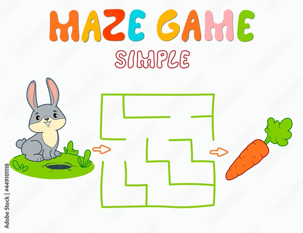Simple Maze puzzle game for children. Color simple maze or labyrinth ...