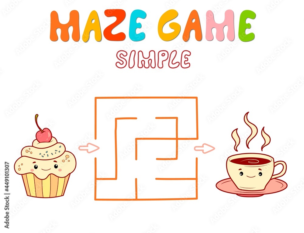 Simple Maze puzzle game for children. Color simple maze or labyrinth ...