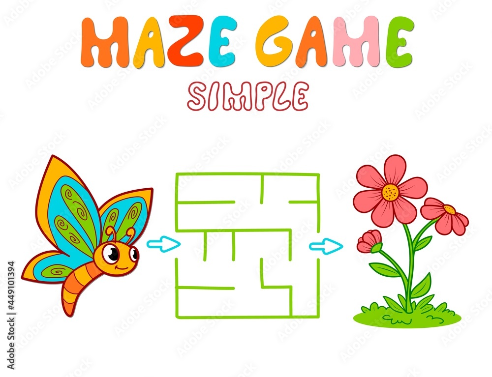 Simple Maze puzzle game for children. Color simple maze or labyrinth ...