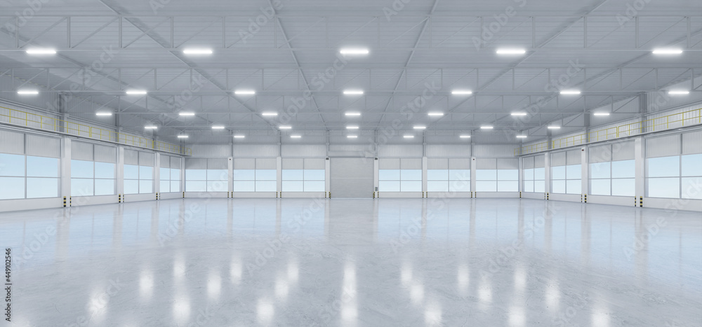 3D Industrial building warehouse interior Stock Illustration | Adobe Stock