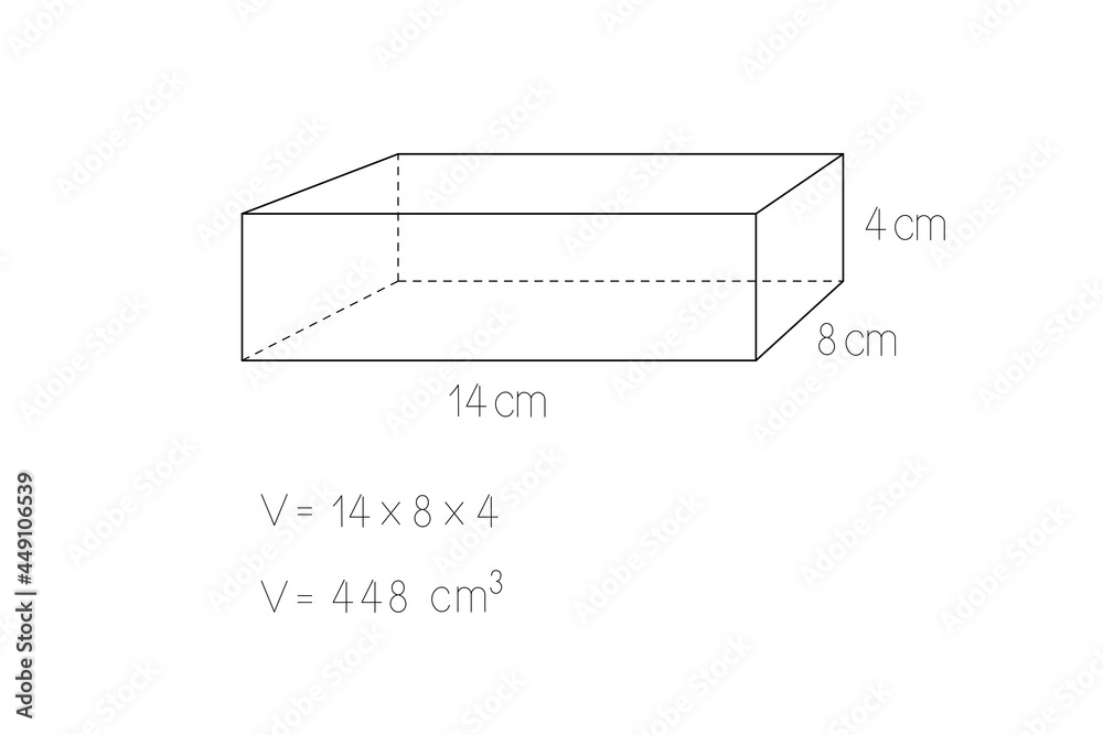 rectangular prism volume, dimensions in centimeters, volume in cubic centimeters Stock ...