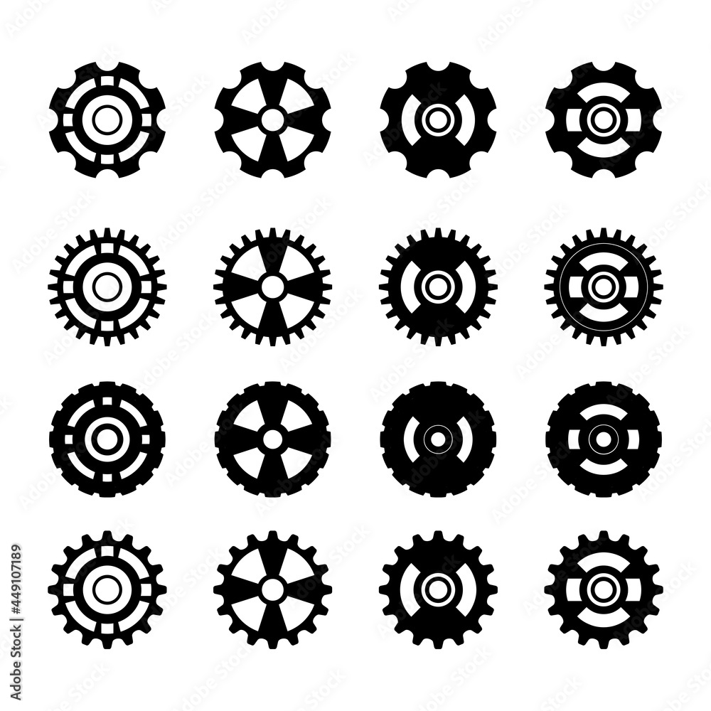 Vetor de Gears icon Gear design mega collection Gear wheel icon set ...