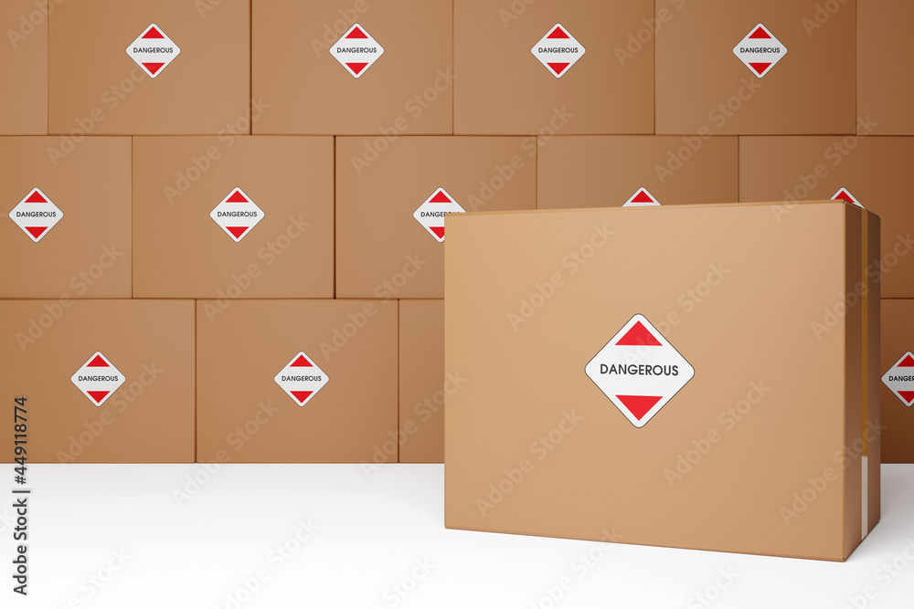 Transportation of dangerous goods and hazardous materials. Cardboard ...
