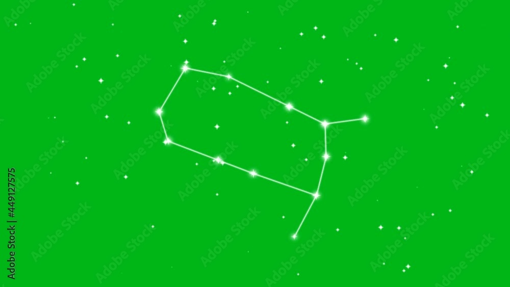 Representation of zodiac sign Gemini with twinkling stars on green ...