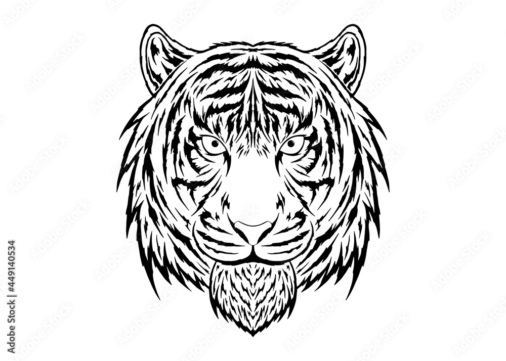 Tiger head vector illustration. Isolated on white background. For print ...
