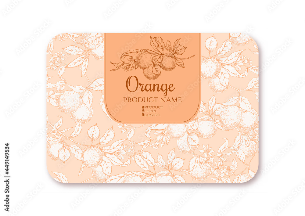 Orange. Ripe citrus. Template for product label, cosmetic packaging ...