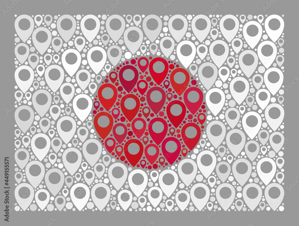 Mosaic guide Japan flag designed with route items. Vector mosaic ...