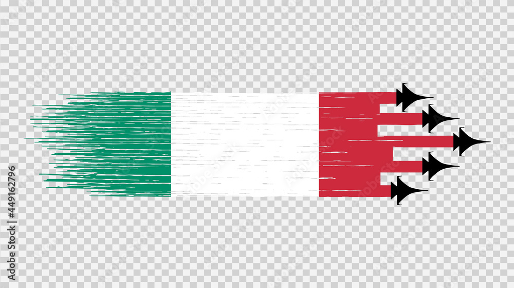 Italy flag with military fighter jets isolated on png or transparent ...