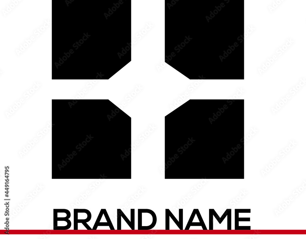 4 boxes logo of black color and white background. Unique and high ...