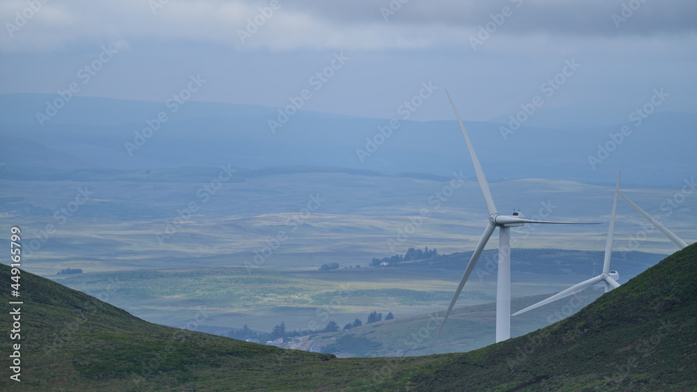 Wind turbines of Kilbraur Windfarm from Ben Horn looking over ...