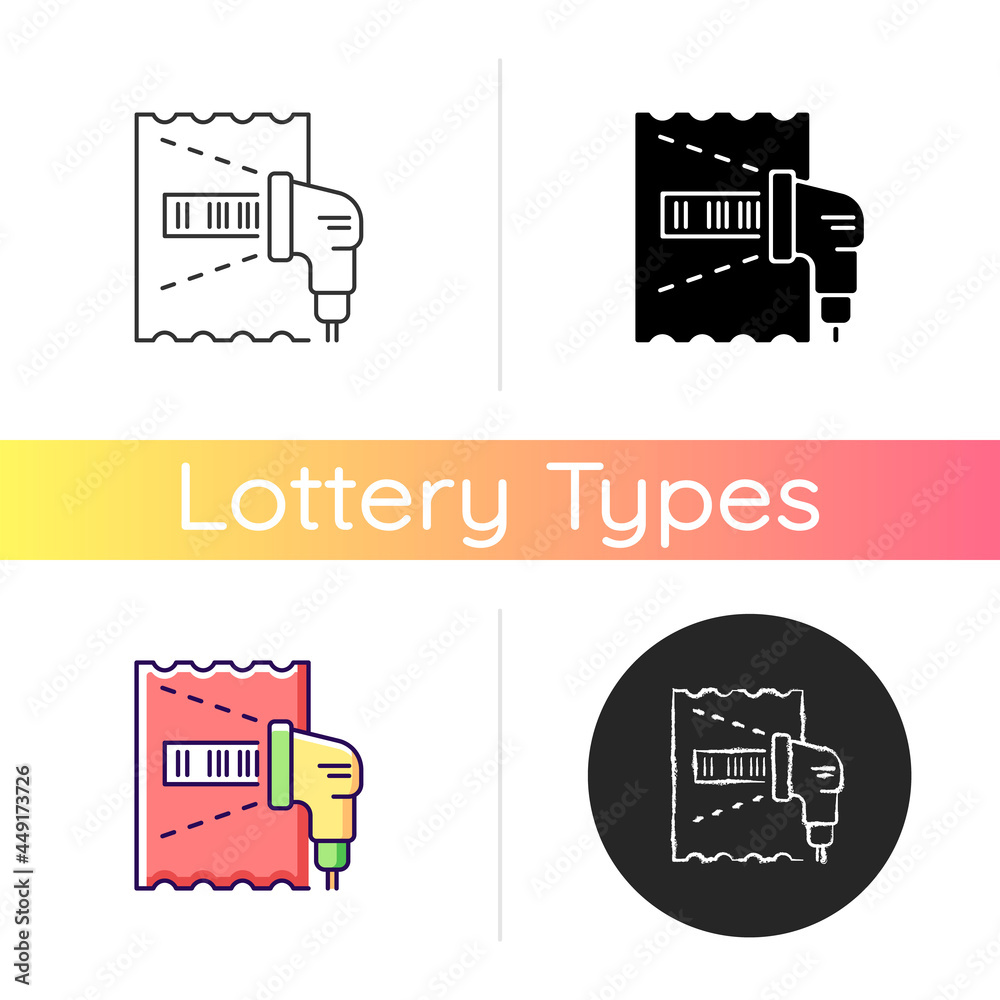Lottery ticket scanner icon. Scanning draw results on ticket. Checking ...