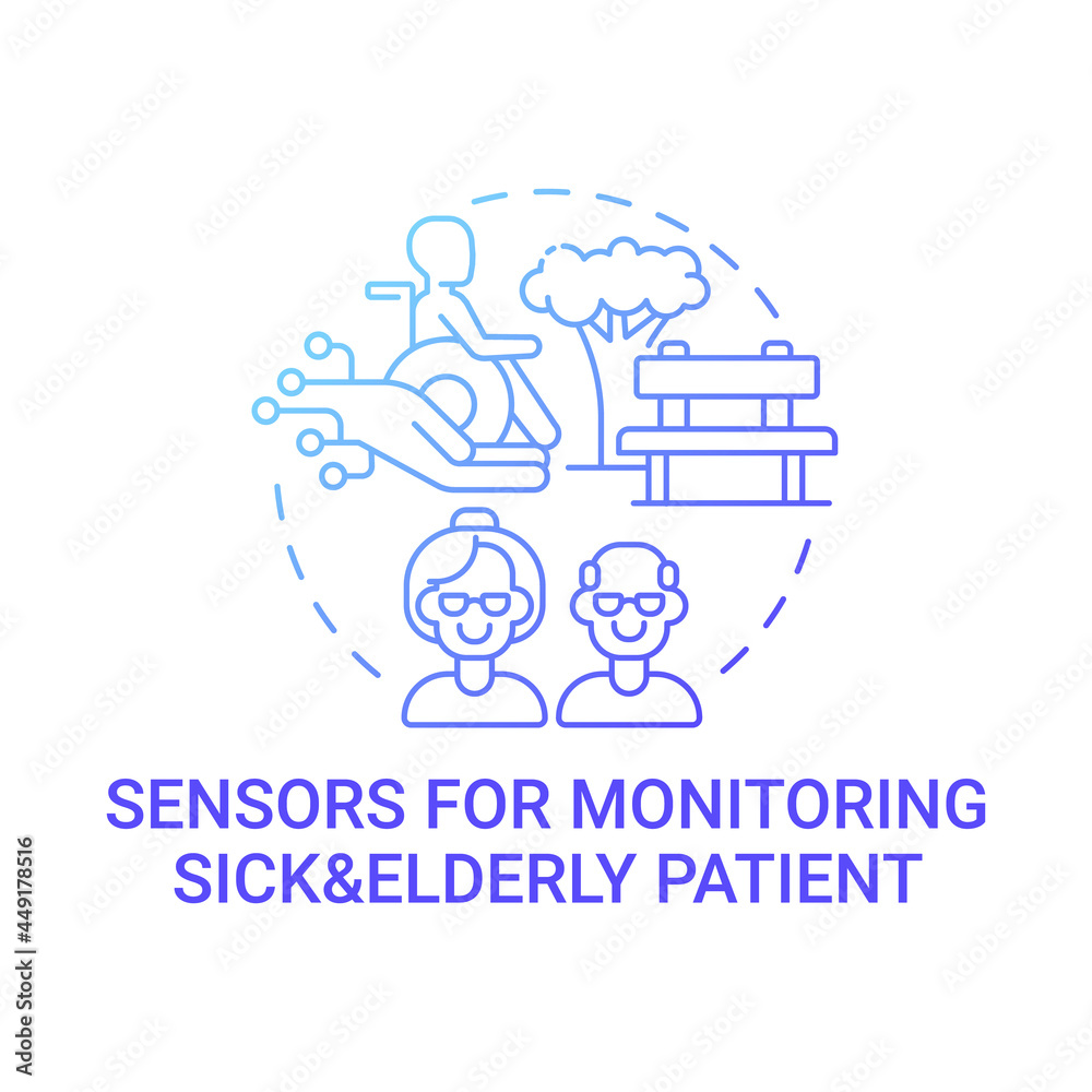 Sensors for monitoring sick and elderly patients gradient blue concept ...
