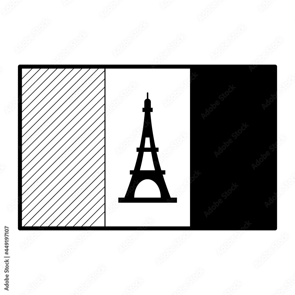 French Tricolor Flag with eiffel tower Concept Vector Icon Design ...