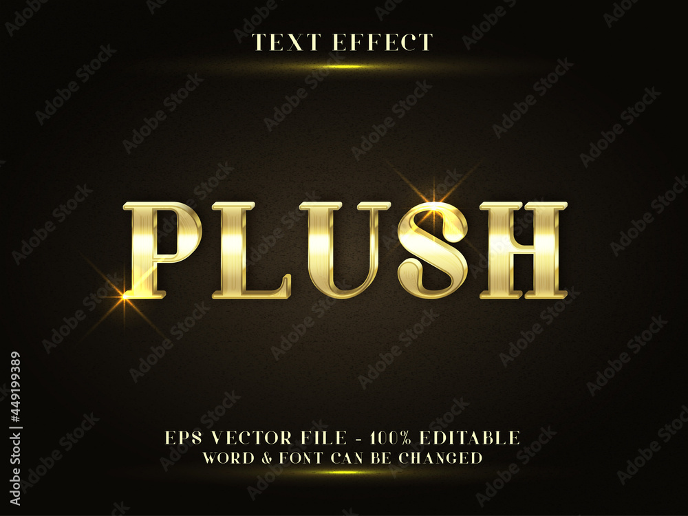 Plush text effect style. Editable font text effect gold gradient theme ...