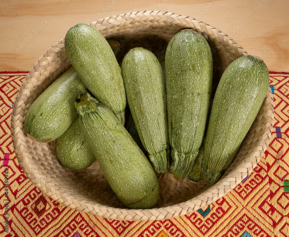 Variety of zucchini (Cucurbita pepo) known in Mexico as Calabacita ...