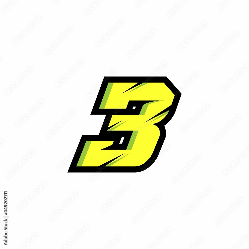 Racing number 3 logo with a white background Stock Vector | Adobe Stock