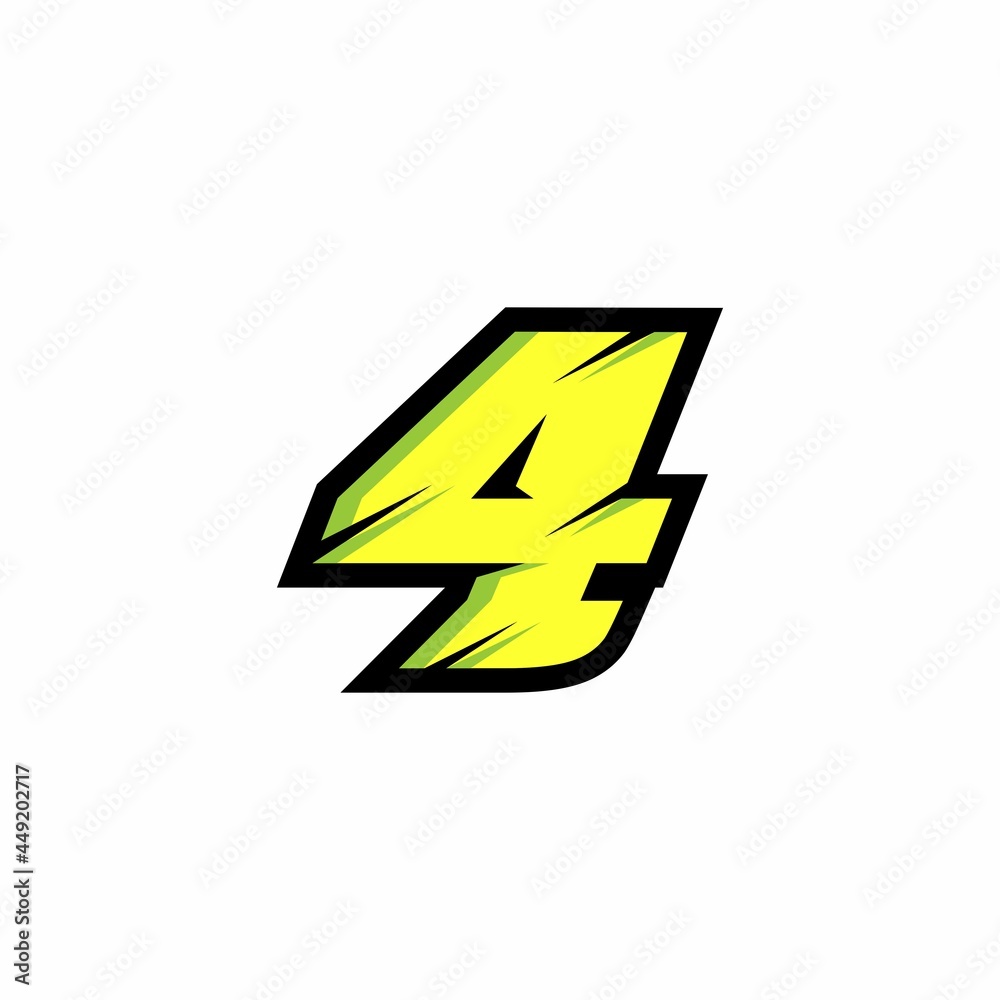 Racing number 4 logo with a white background Stock Vector | Adobe Stock
