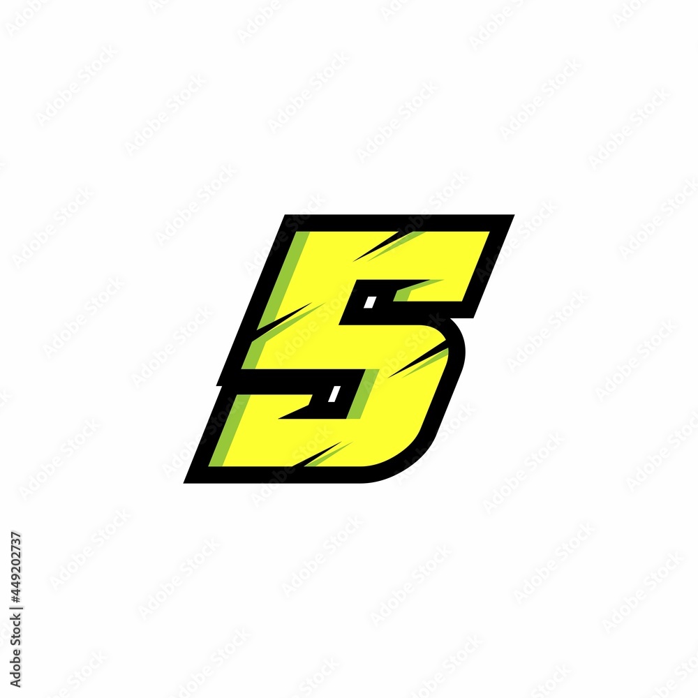 Racing number 5 logo with a white background Stock Vector | Adobe Stock