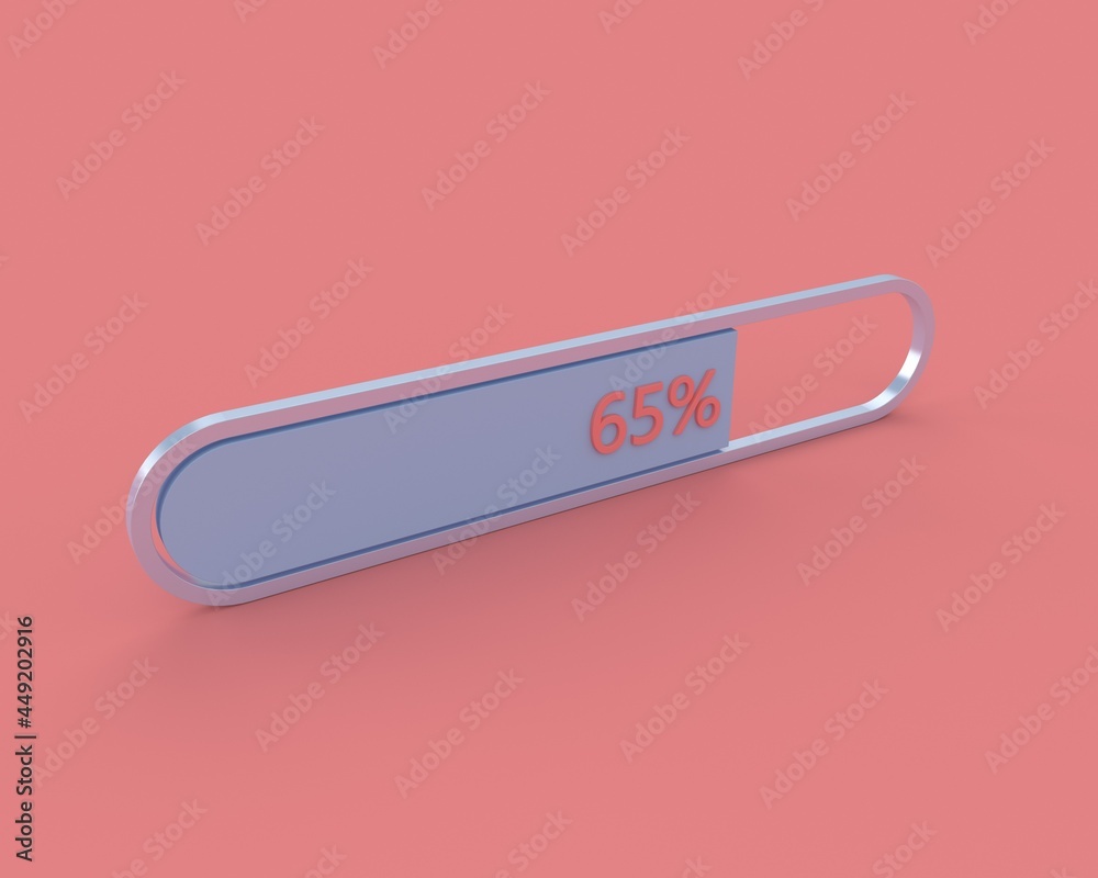 3d Elegant loading bar with pink numerals and silver frame.Growth in ...