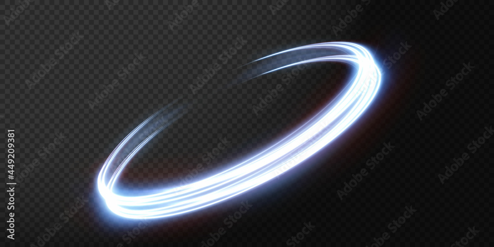 Fototapeta Luminous neon wavy line of light on a transparent background ...