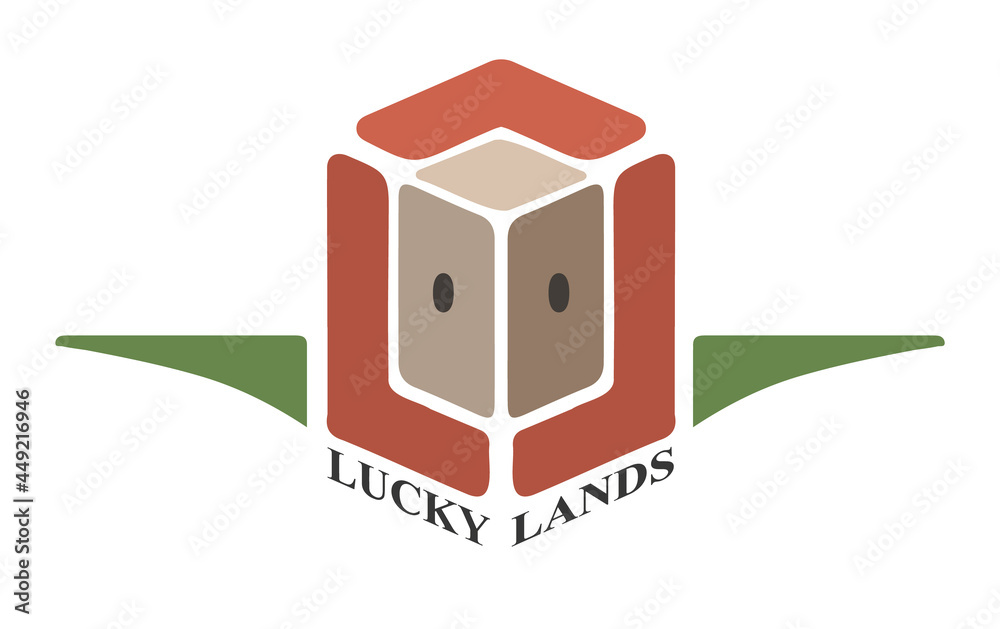 Vetor de Logo with a cube an inscription with the times new roman font ...