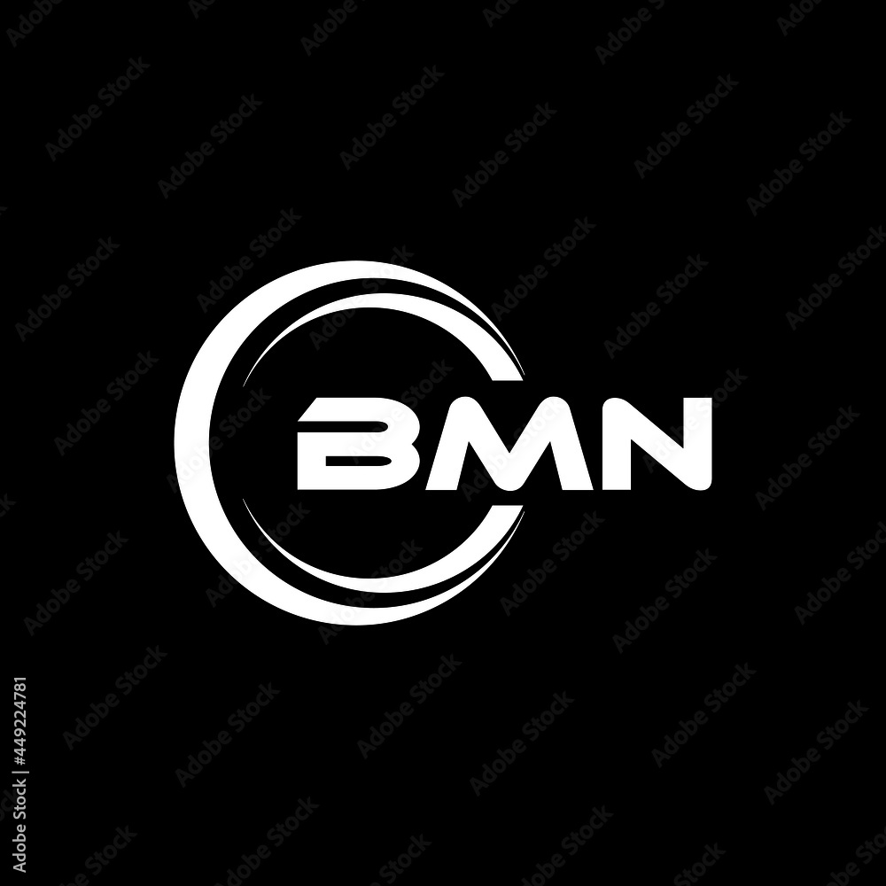 BMN letter logo design with black background in illustrator, vector ...