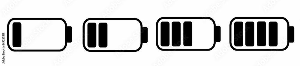 Battery icons collection. Smartphone battery level indicator. Battery ...