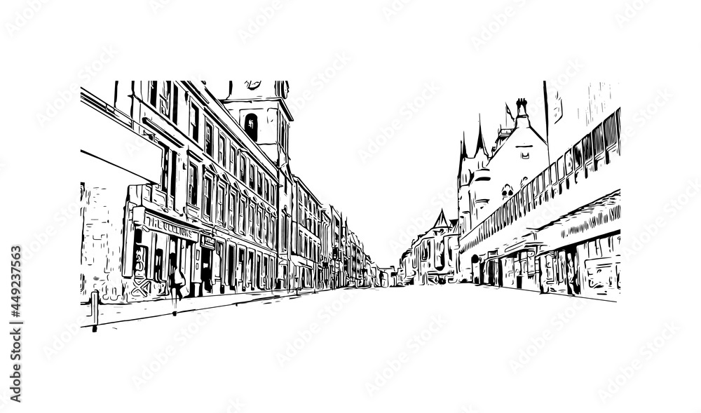 Building view with landmark of Inverness is the city in Scotland. Hand ...