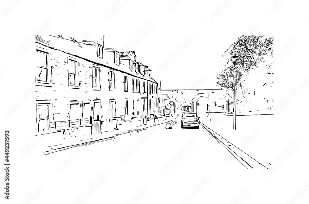 Building view with landmark of Inverness is the city in Scotland. Hand ...