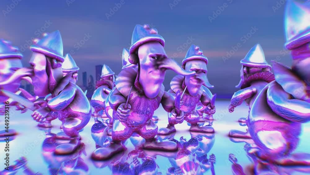 Seamless animation of a horror clowns walking with knives. Scary ...