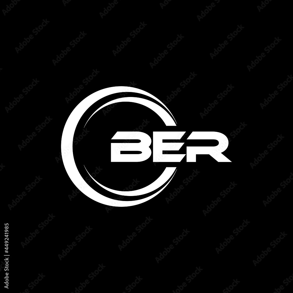 Vecteur Stock BER letter logo design with black background in ...