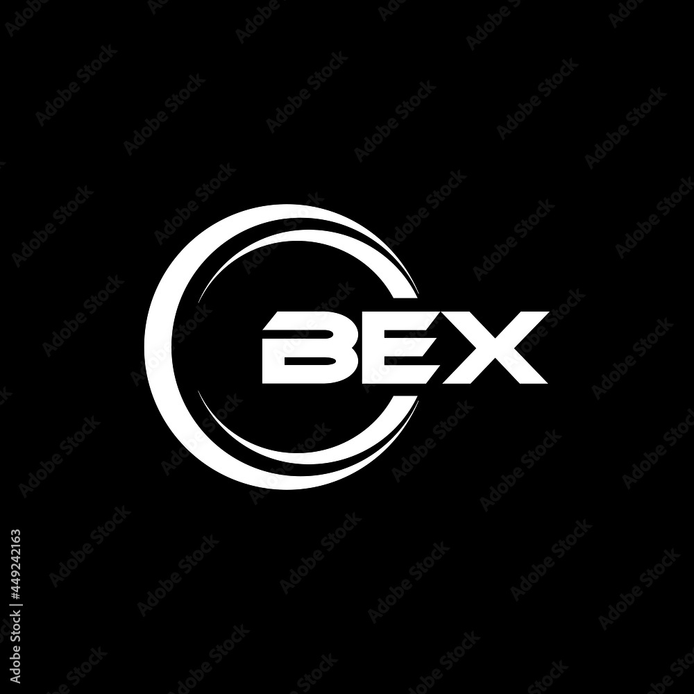 Vetor do Stock: BEX letter logo design with black background in ...